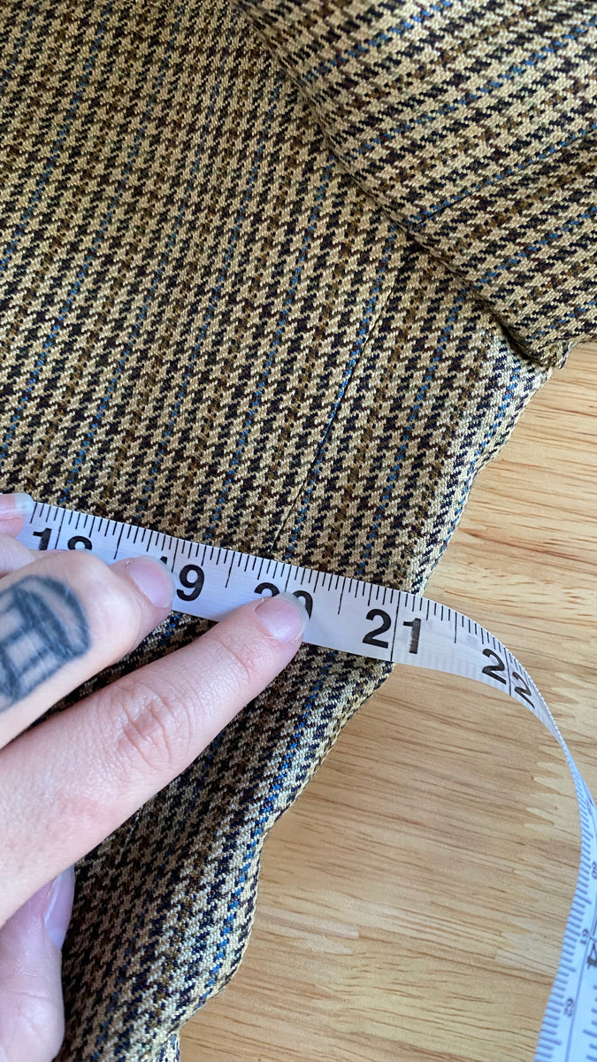 100% silk plaid blazer tortoise shell buttons good for woman’s medium ...